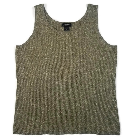 Lane Bryant | Tops | Lane Bryant Green Knit Woven Glitter Tank Top ...